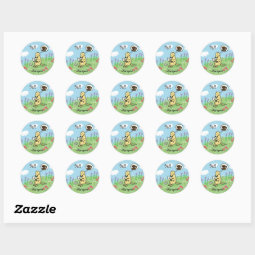 Yellow Labrador and Letter from a Friend Classic Round Sticker | Zazzle