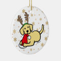 Yellow Labrador and Santa Christmas Cartoon Ceramic Ornament | Zazzle