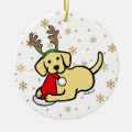 Yellow Labrador and Santa Christmas Cartoon Ceramic Ornament | Zazzle