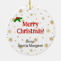 Yellow Labrador and Santa Christmas Cartoon Ceramic Ornament | Zazzle