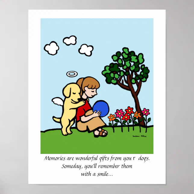 Yellow Labrador Angel with Love Cartoon Poster | Zazzle