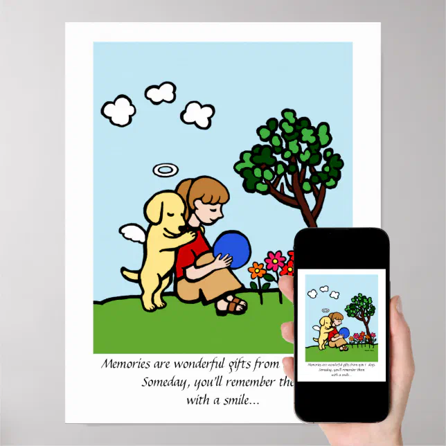 Yellow Labrador Angel with Love Cartoon Poster | Zazzle