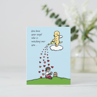 Yellow Labrador Angel with Love Postcard | Zazzle