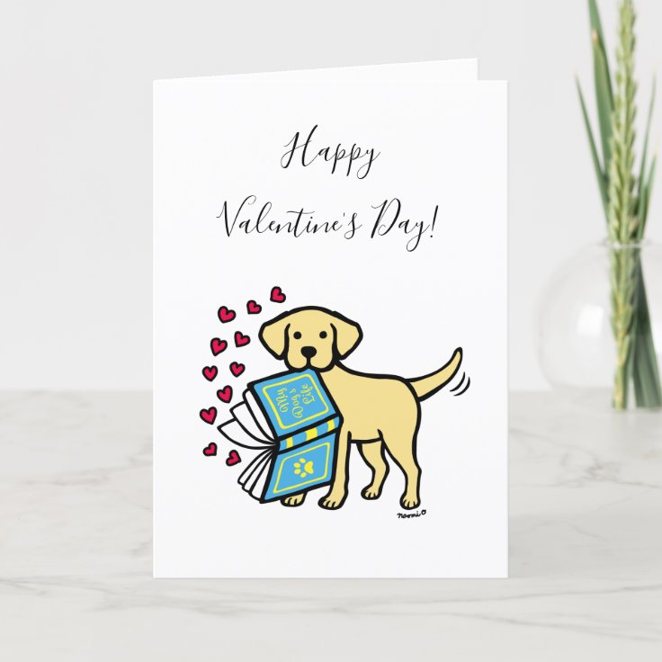 Yellow Labrador Book of Love Valentine Holiday Card | Zazzle