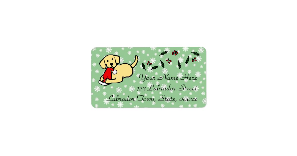 Yellow Labrador Christmas Cartoon Label | Zazzle