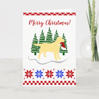 Yellow Labrador Christmas Evergreen Trees Holiday Card | Zazzle