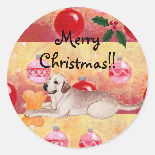 Yellow Labrador Christmas Ornaments Stickers | Zazzle