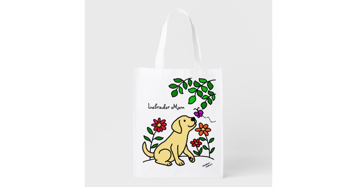 Yellow Labrador & Green Grocery Bag | Zazzle