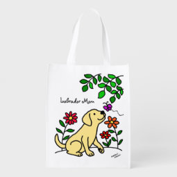 Yellow Labrador & Green Grocery Bag | Zazzle