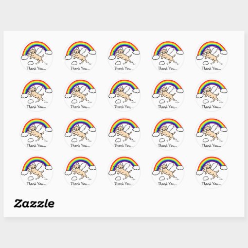 Yellow Labrador Guardian Angel (Rainbow Bridge) Classic Round Sticker ...