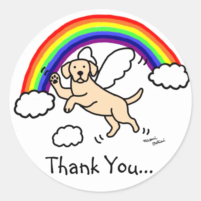 Yellow Labrador Guardian Angel (Rainbow Bridge) Classic Round Sticker ...