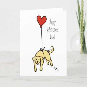 Yellow Labrador Heart Balloon Valentine Holiday Card | Zazzle