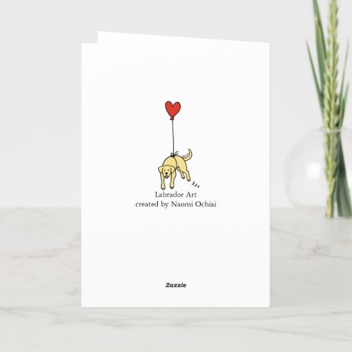 Yellow Labrador Heart Balloon Valentine Holiday Card | Zazzle