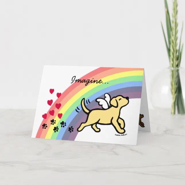 Yellow Labrador Hearts Rainbow Bridge Card | Zazzle