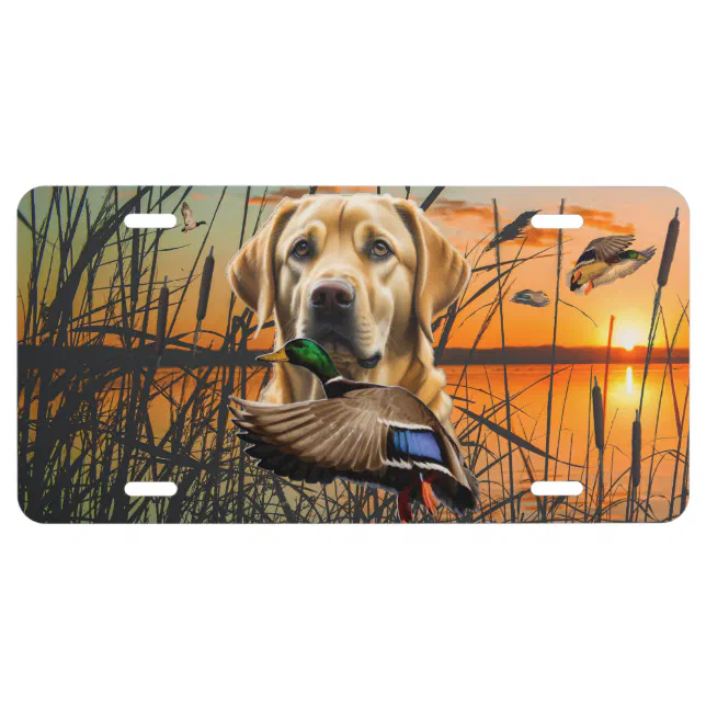 Yellow Labrador License Plate, Flying Mallard License Plate | Zazzle