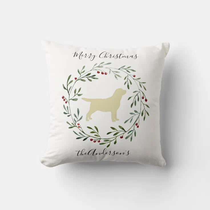 Yellow Labrador Merry Christmas Labrador Retriever Throw Pillow | Zazzle
