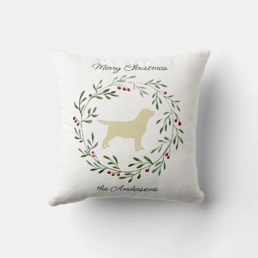 Yellow Labrador Merry Christmas Labrador Retriever Throw Pillow | Zazzle