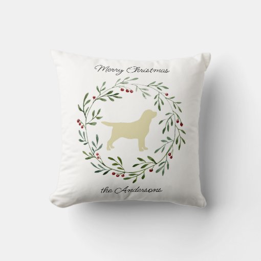 Yellow Labrador Merry Christmas Labrador Retriever Throw Pillow | Zazzle
