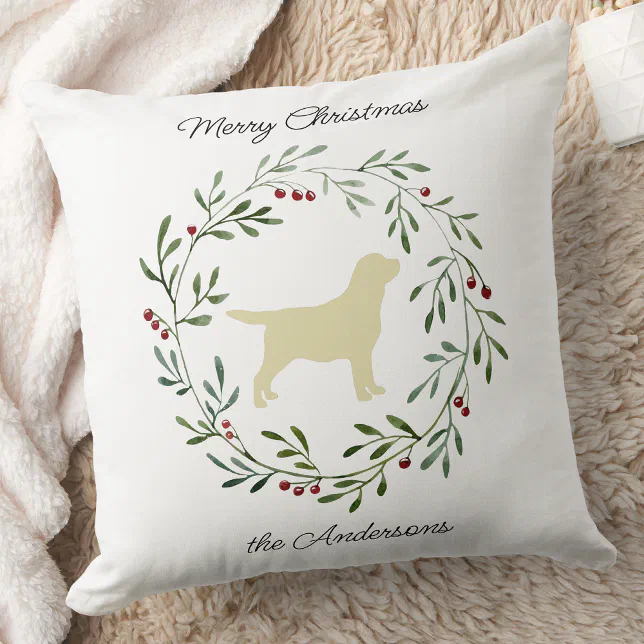 Yellow Labrador Merry Christmas Labrador Retriever Throw Pillow | Zazzle