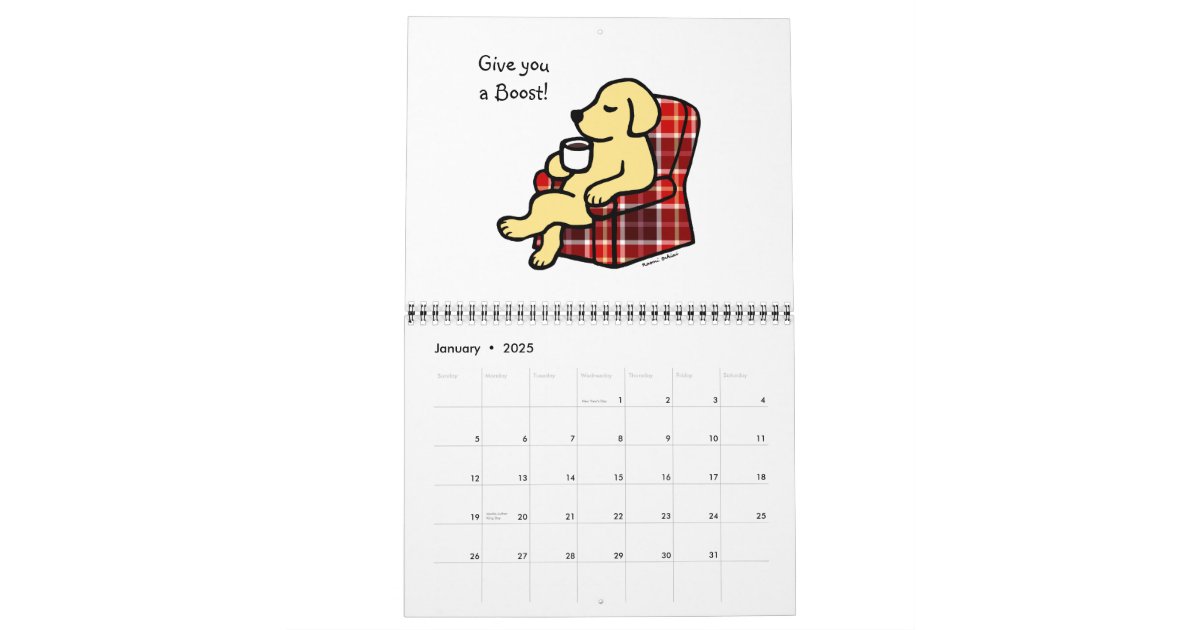Yellow Labrador Retriever Cartoon Calendar 2015 | Zazzle