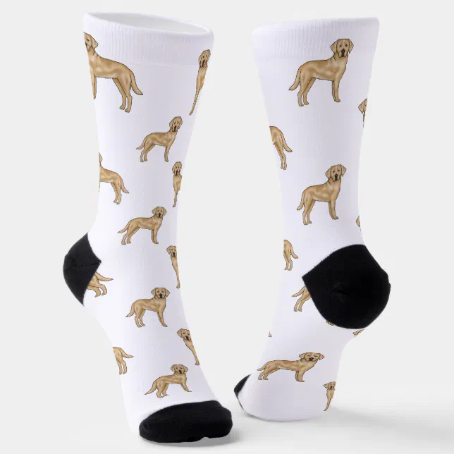 Yellow Labrador Retriever Cute Cartoon Dog Pattern Socks | Zazzle