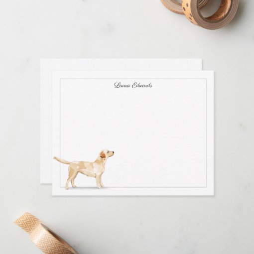 Yellow Labrador Retriever Gray Border Personalized Note Card | Zazzle