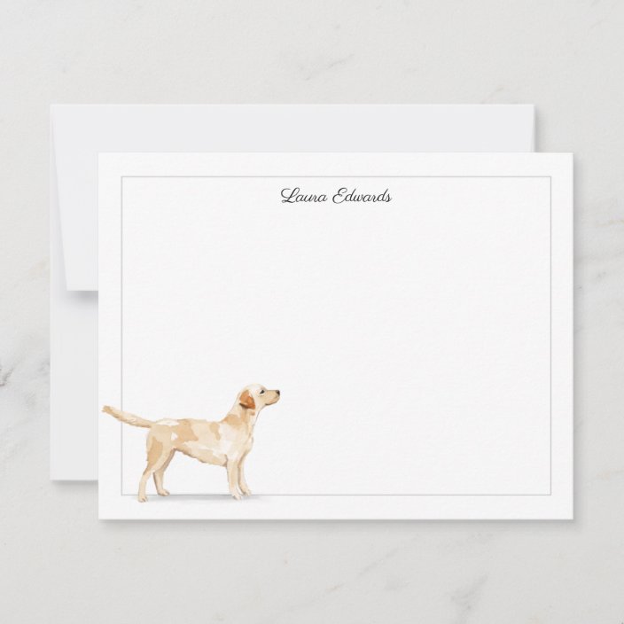 Yellow Labrador Retriever Gray Border Personalized Note Card | Zazzle.com