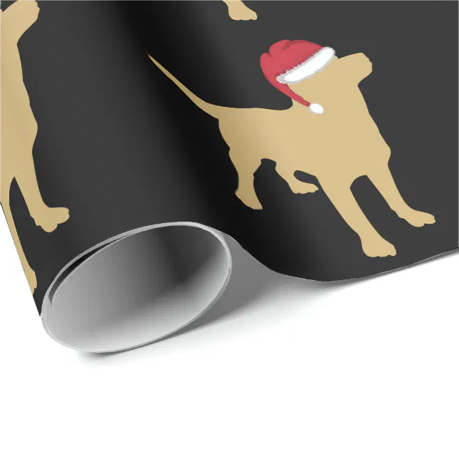 Yellow Labrador Retriever In Santa Hat Christmas Wrapping Paper | Zazzle