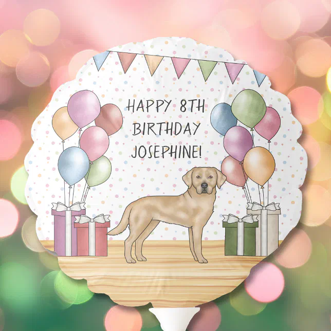 Yellow Labrador Retriever Lab Dog Happy Birthday Balloon | Zazzle