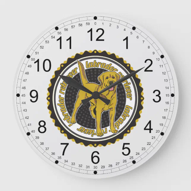 Yellow Labrador Retriever Large Clock | Zazzle