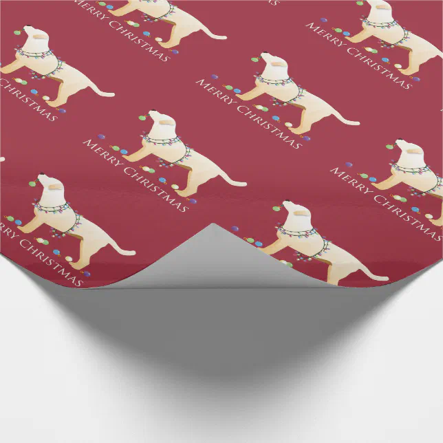 Yellow Labrador Retriever Merry Christmas Design Wrapping Paper | Zazzle