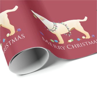 Yellow Labrador Retriever Merry Christmas Design Wrapping Paper | Zazzle