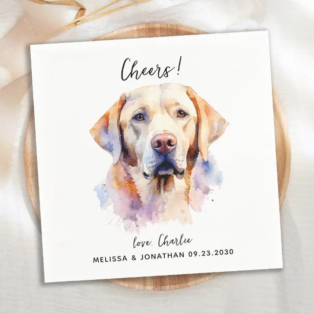 Yellow Labrador Retriever Pet Dog Wedding Cocktail Napkins | Zazzle