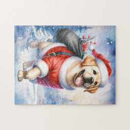 Yellow Labrador Retriever Puppy Dog Christmas Jigsaw Puzzle | Zazzle