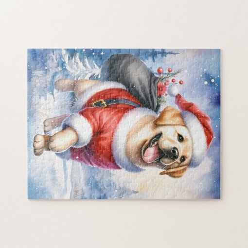 Yellow Labrador Retriever Puppy Dog Christmas Jigsaw Puzzle | Zazzle
