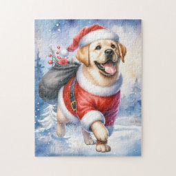 Yellow Labrador Retriever Puppy Dog Christmas Jigsaw Puzzle | Zazzle