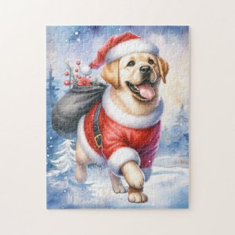 Yellow Labrador Retriever Puppy Dog Christmas Jigsaw Puzzle | Zazzle