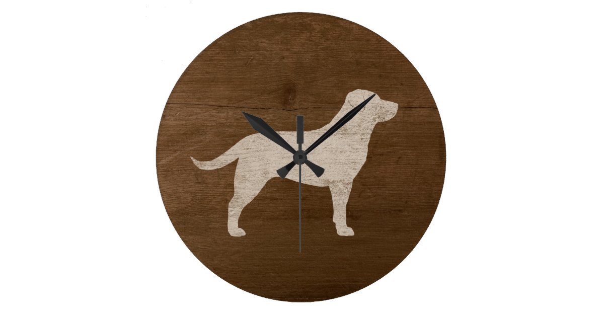 Yellow Labrador Retriever Silhouette Large Clock | Zazzle.com