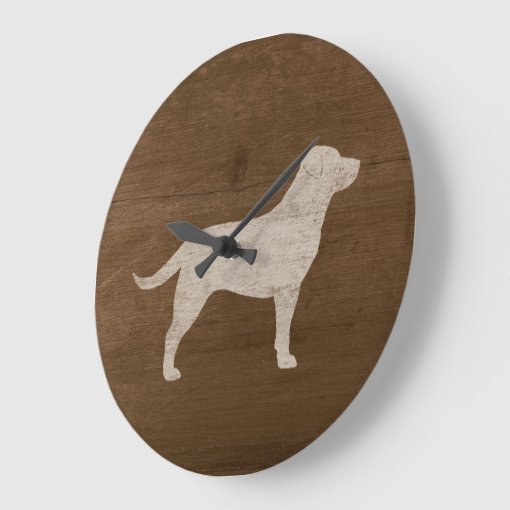 Yellow Labrador Retriever Silhouette Large Clock | Zazzle