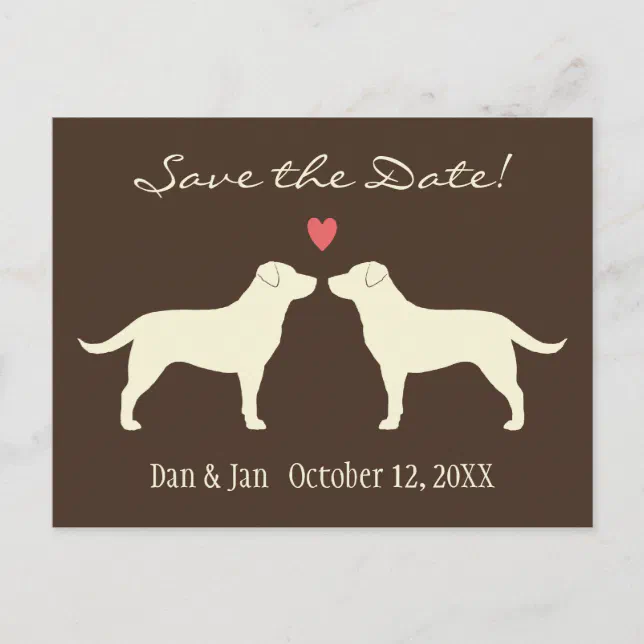 Yellow Labrador Retrievers Wedding Save the Date Announcement Postcard ...
