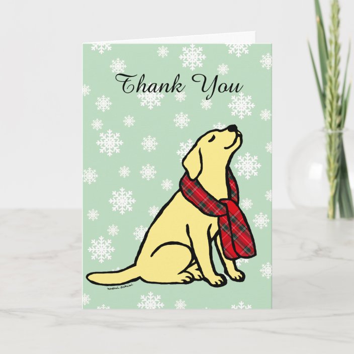 Yellow Labrador Tartan Scarf 2 Thank You Card | Zazzle.com