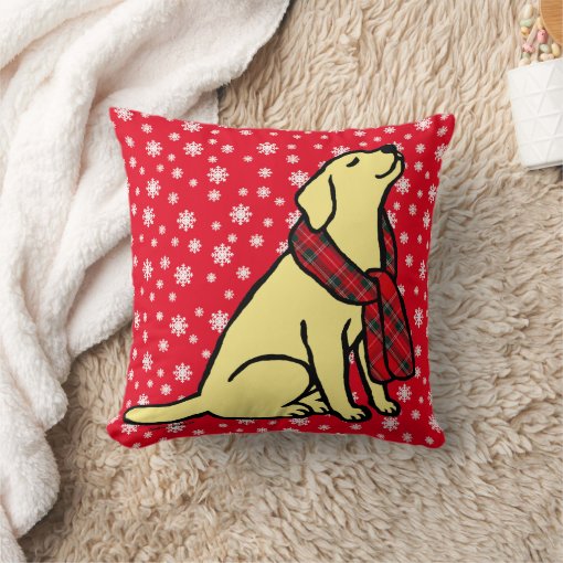 Yellow Labrador Tartan Scarf 2 Throw Pillow | Zazzle