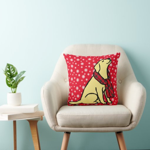Yellow Labrador Tartan Scarf 2 Throw Pillow | Zazzle