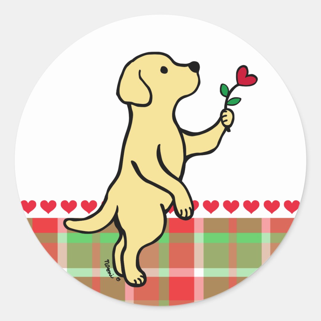 Yellow Labrador Tiny Heart Flower Valentine Classic Round Sticker | Zazzle