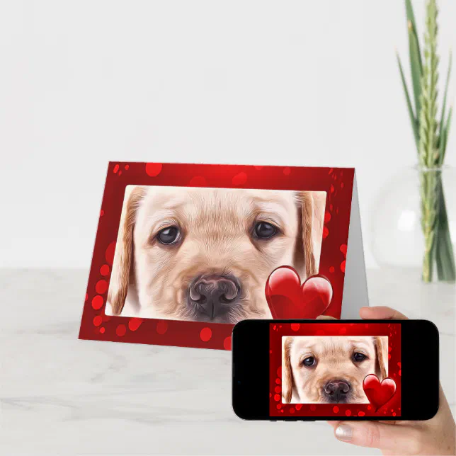Yellow Labrador Valentine Puppy Holiday Card | Zazzle