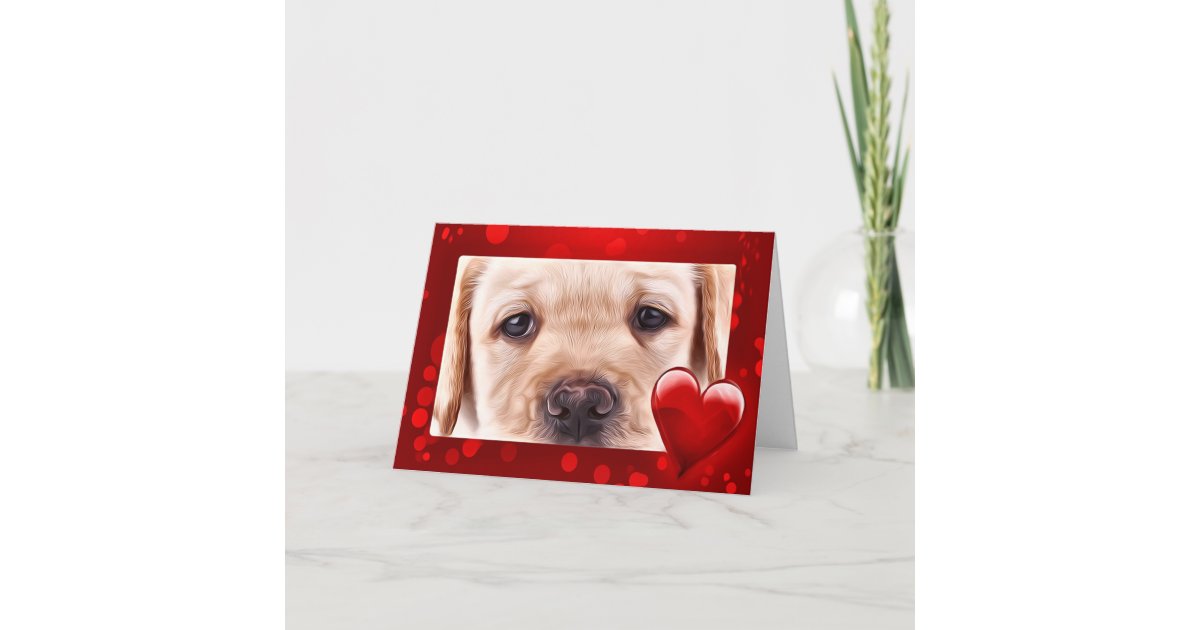 Yellow Labrador Valentine Puppy Holiday Card | Zazzle