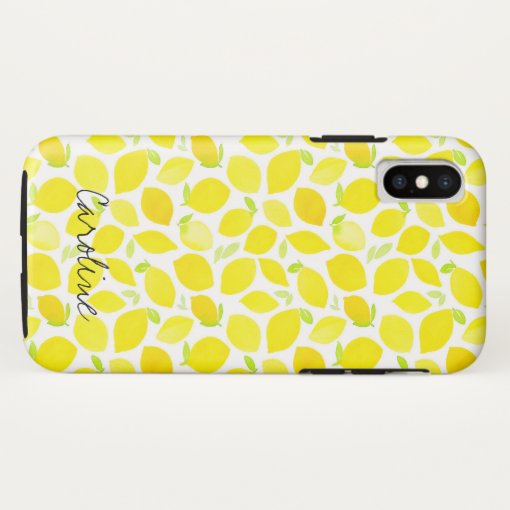 Yellow Lemons in Watercolor. Add Name. Case-Mate iPhone Case | Zazzle