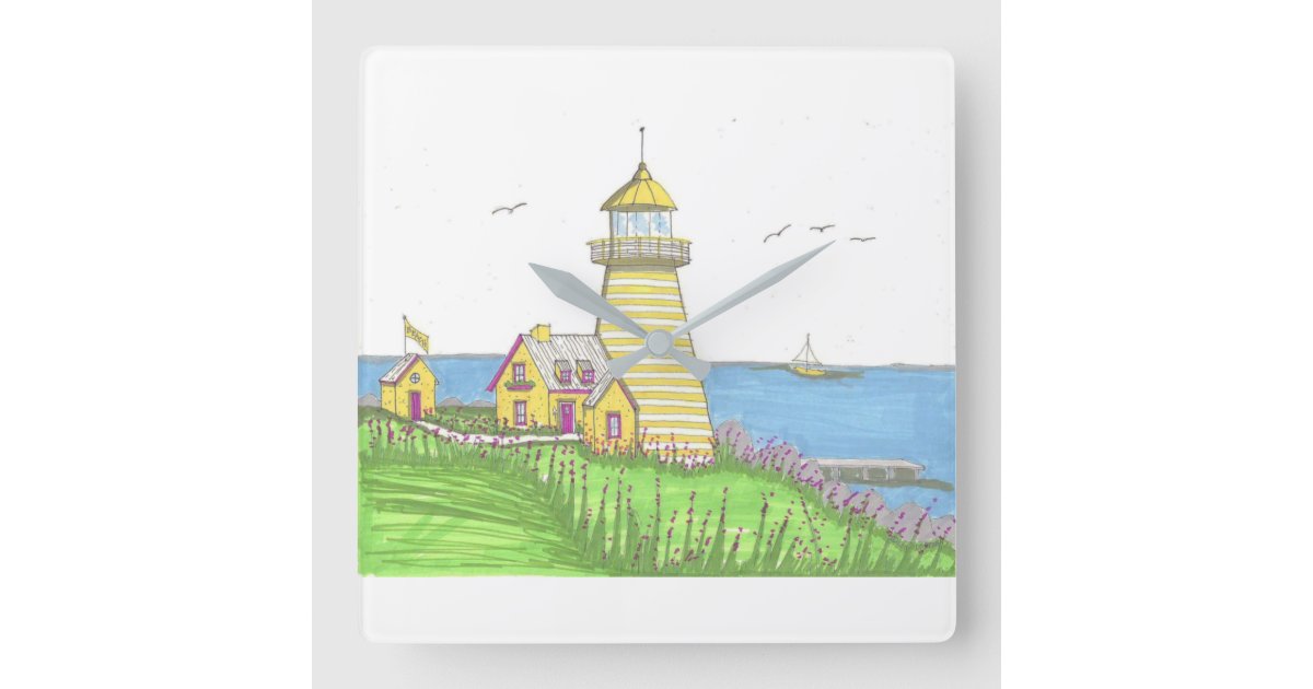 Yellow Lighthouse Wall Clock | Zazzle