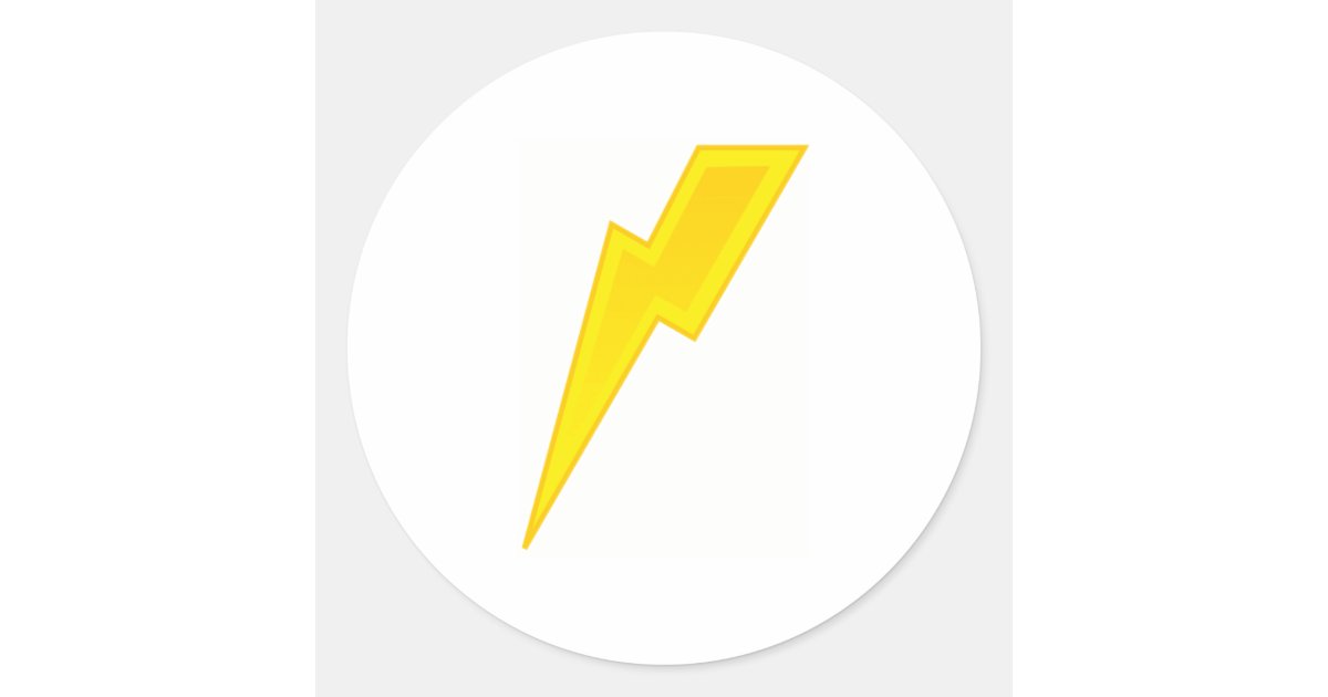 Yellow Lightning Bolt Classic Round Sticker | Zazzle