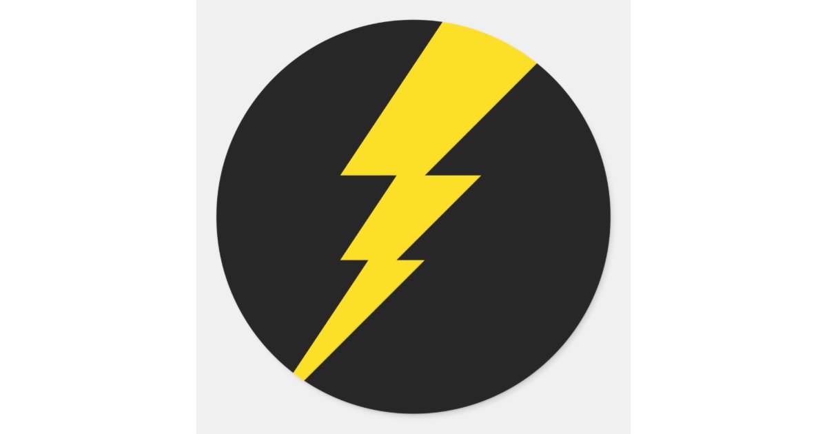 Yellow Lightning Bolt Classic Round Sticker | Zazzle